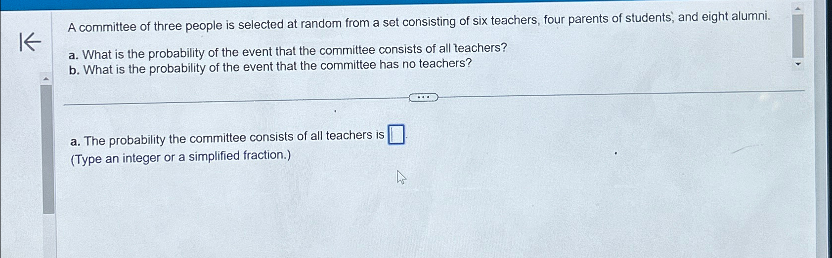 Solved A committee of three people is selected at random | Chegg.com