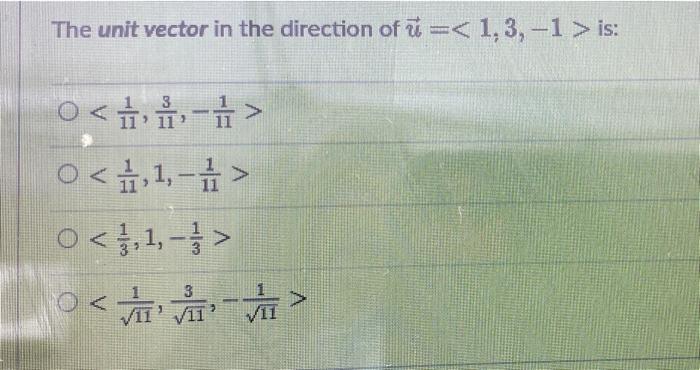 Solved The unit vector in the direction of u = | Chegg.com
