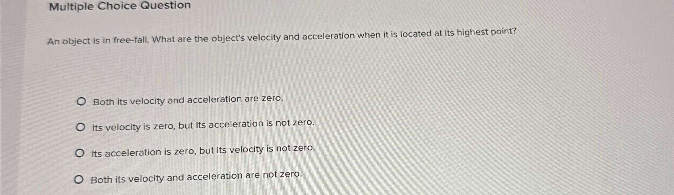 Solved Multiple Choice QuestionAn object is in free-fall. | Chegg.com