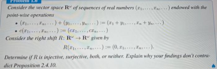 Solved Consider the vector space Rω of sequences of real | Chegg.com