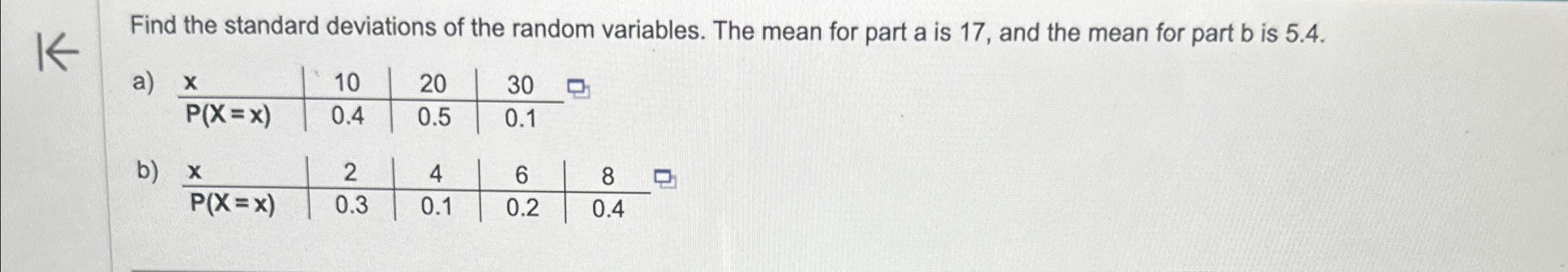 Solved Find the standard deviations of the random variables. | Chegg.com