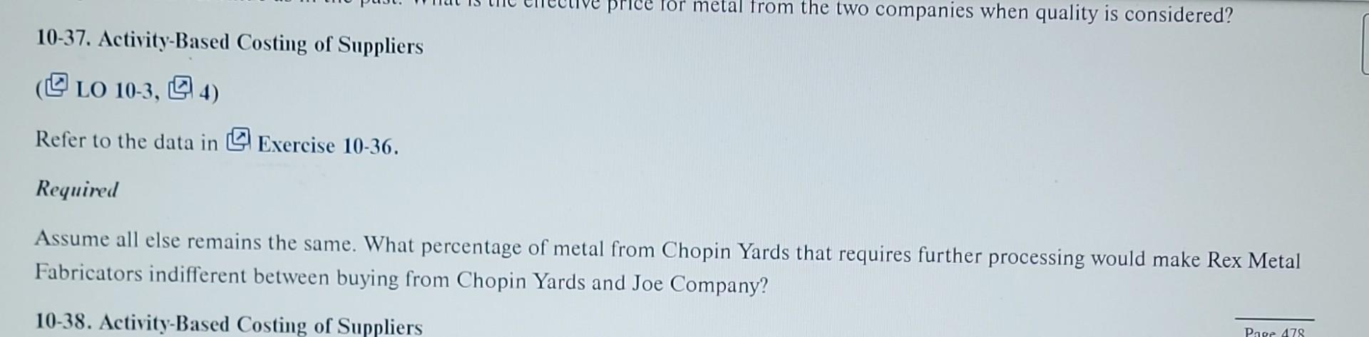 Solved Complete Exercise 10-36 and 10-37 in Excel, using | Chegg.com
