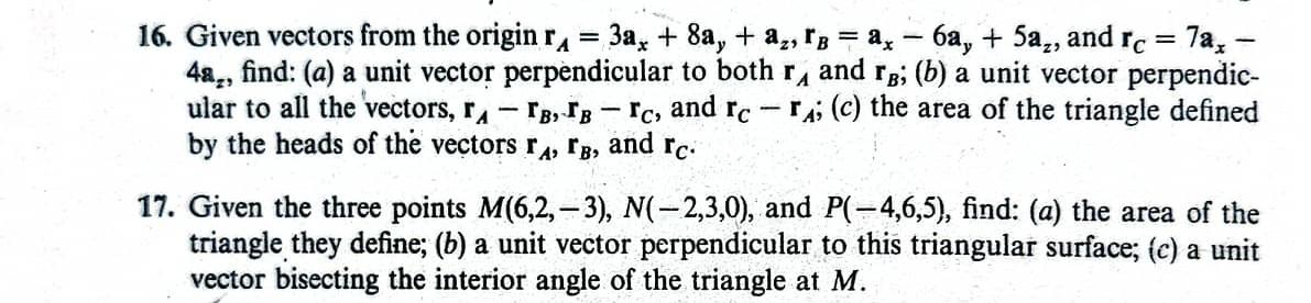 Solved 16. Given vectors from the origin | Chegg.com