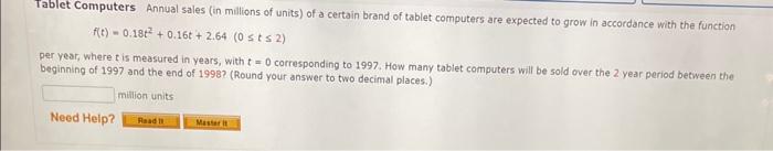 Solved Tablet Computers Annual sales (in millions of units) | Chegg.com