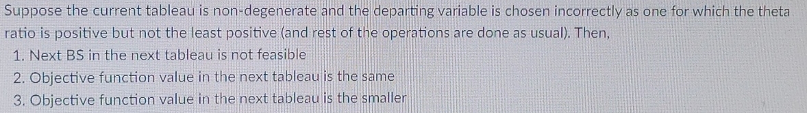Solved Suppose the current tableau is non-degenerate and the | Chegg.com