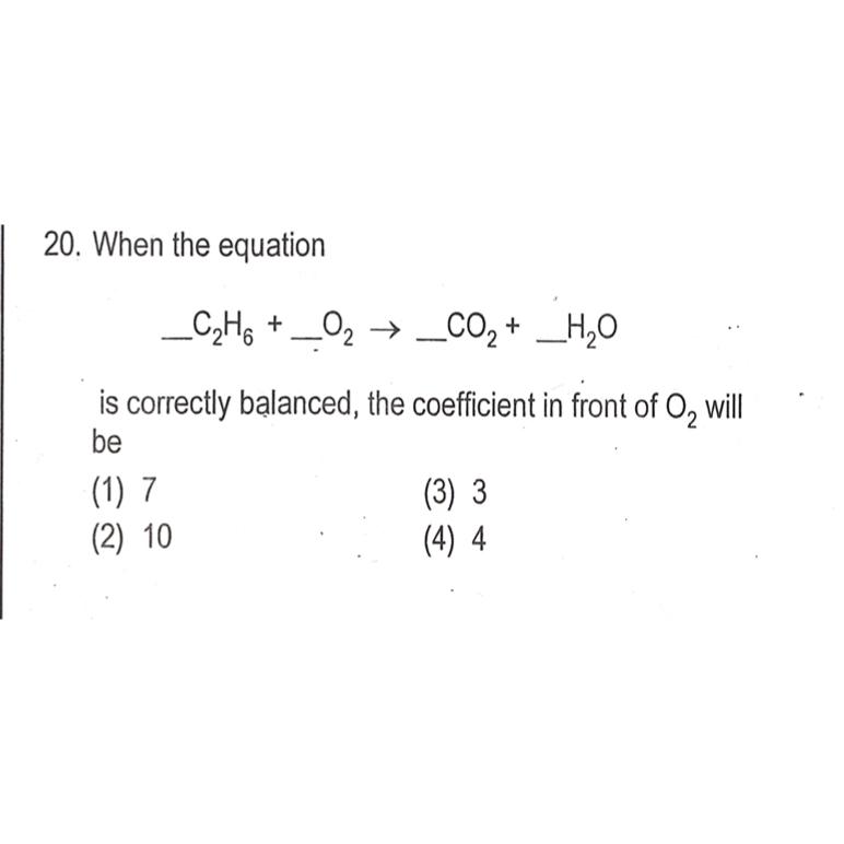 Solved When the equation-C2H6+O2→-CO2+?--H2Ois correctly | Chegg.com