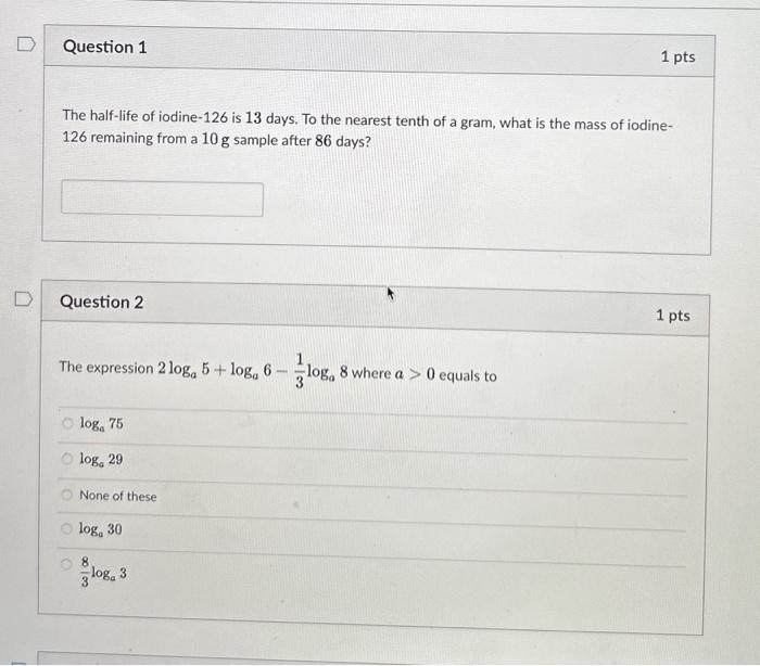 Solved The half-life of iodine-126 is 13 days. To the | Chegg.com