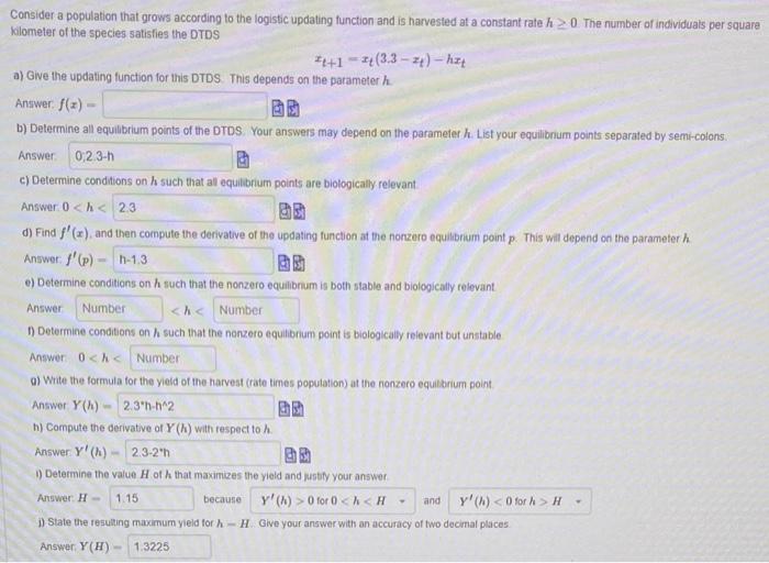 Solved Consider a population that grows according to the | Chegg.com