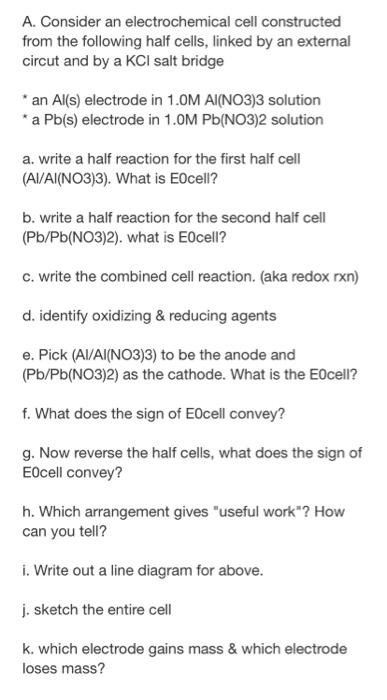 Solved Chem 10: Electrochemistry Worksheet 2 Writing cell | Chegg.com
