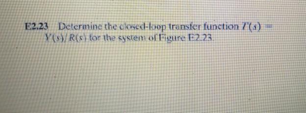 Solved E2.23 Determine the closed-loop transfer function | Chegg.com