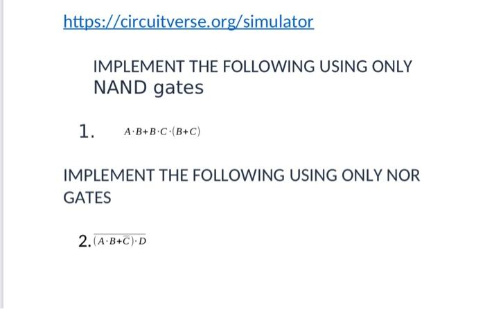 https://circuitverse.org/simulator IMPLEMENT THE | Chegg.com