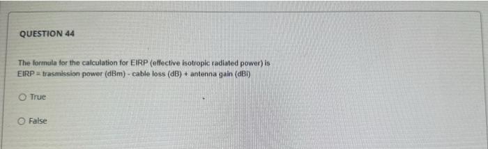 Solved The formula for the calculation for EIRP (eflective | Chegg.com