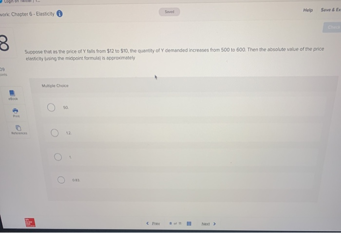 Solved Saved Help Save & EX work: Chapter 6 - Elasticity 3 | Chegg.com