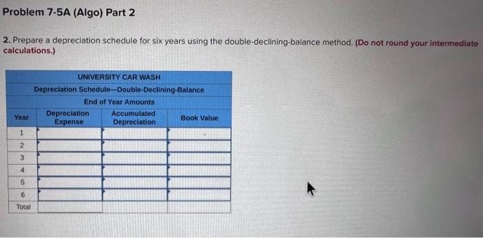 Solved Problem 7-5A (Algo) Determine depreciation under | Chegg.com