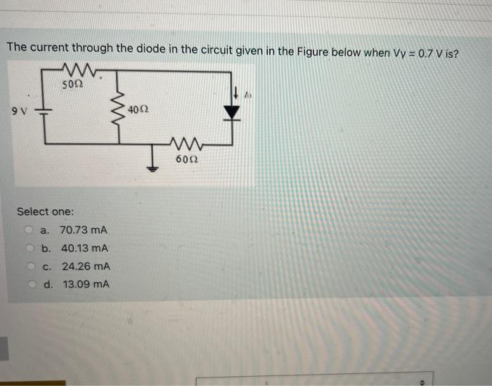 Solved The current through the diode in the circuit given in | Chegg.com