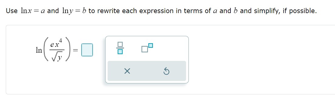 Solved Use lnx=a and lny=b ﻿to rewrite each expression in | Chegg.com
