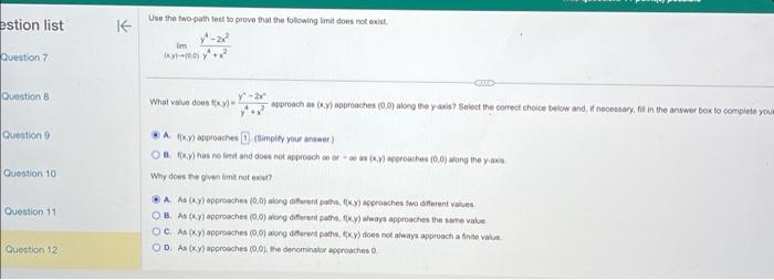 Solved Part 3 of 3 Use the two-path test to prove that the | Chegg.com