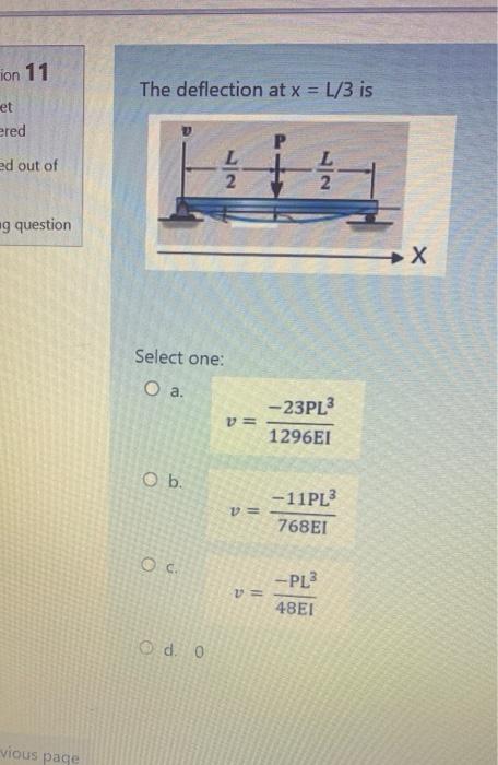 Solved Ion 11 The Deflection At X L3 Is Et Ered Ed Out Of 