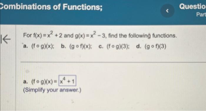 Solved Combinations Of Functions K