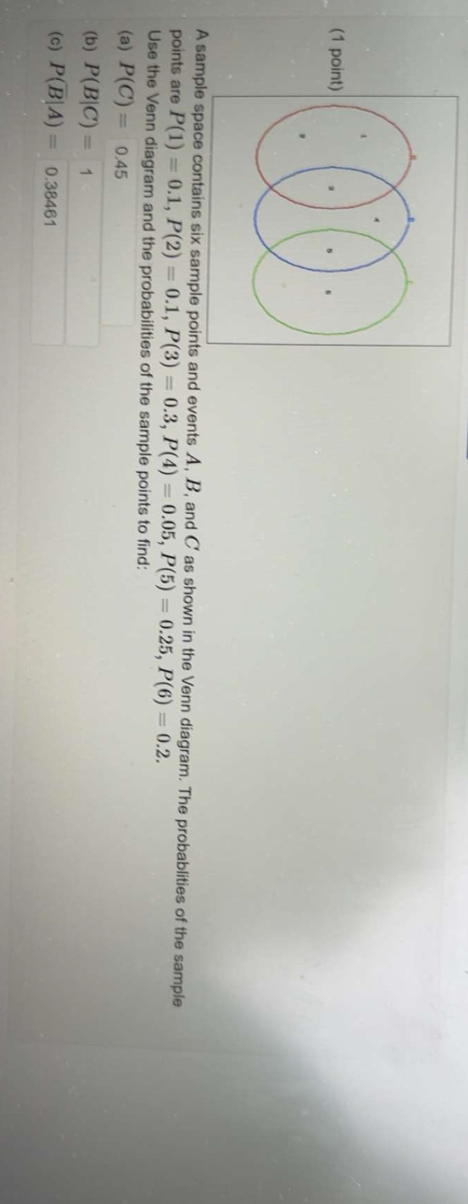 Solved A sample space contains six sample points and events | Chegg.com