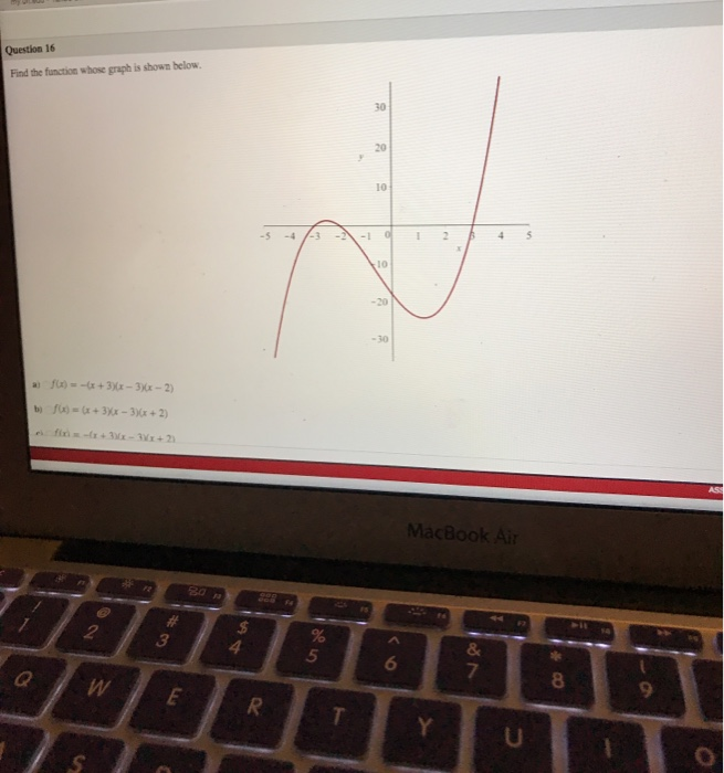 Solved estion 16 and the function whose graph is shown | Chegg.com Solved estion 16 and the function whose graph is shown | Chegg.com