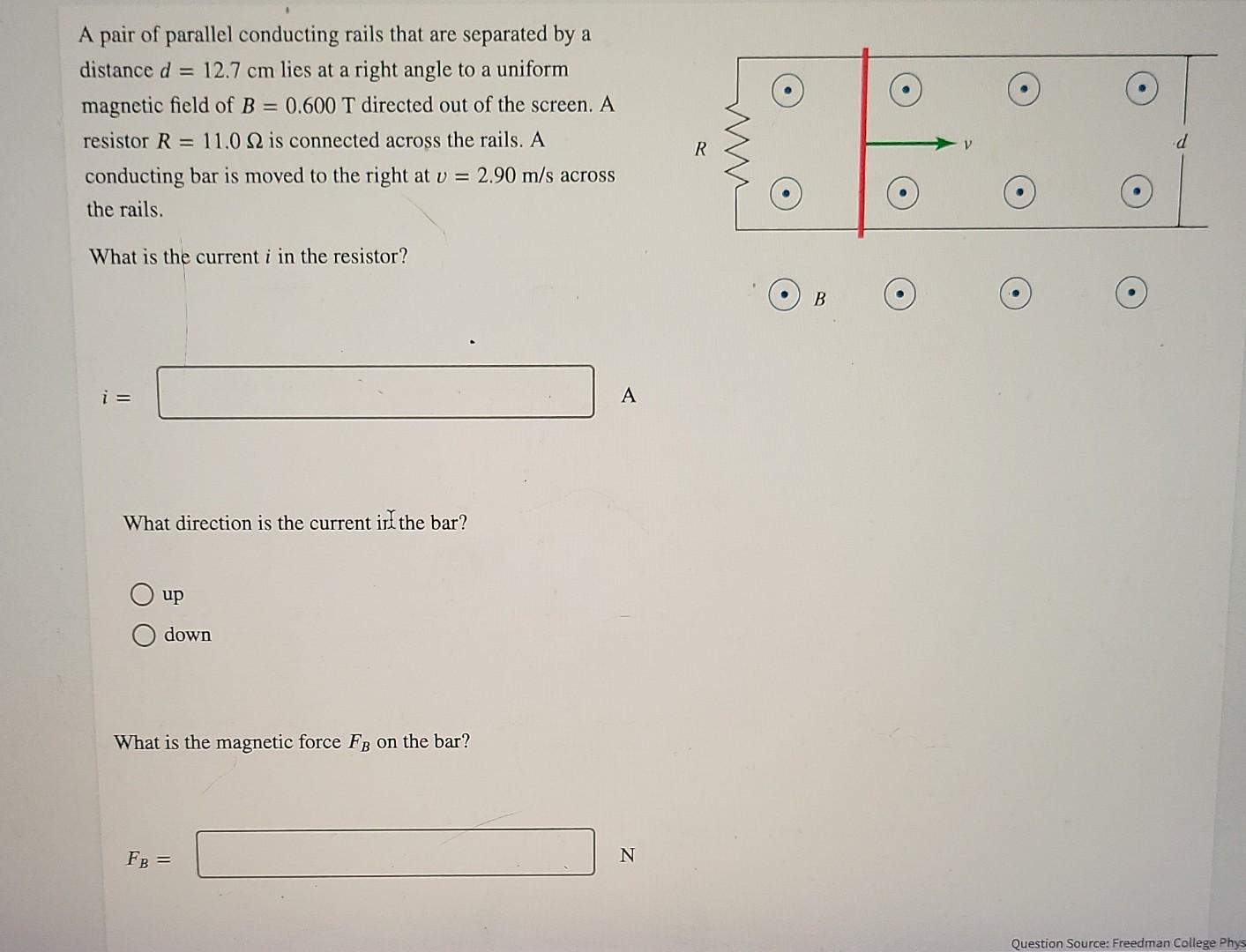 Solved W A pair of parallel conducting rails that are | Chegg.com