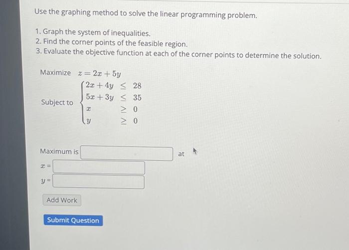 Solved Use the graphing method to solve the linear | Chegg.com