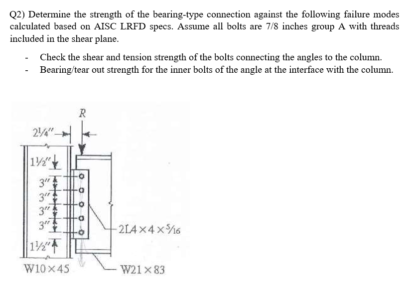 Solved Q2) ﻿Determine the strength of the bearing-type | Chegg.com