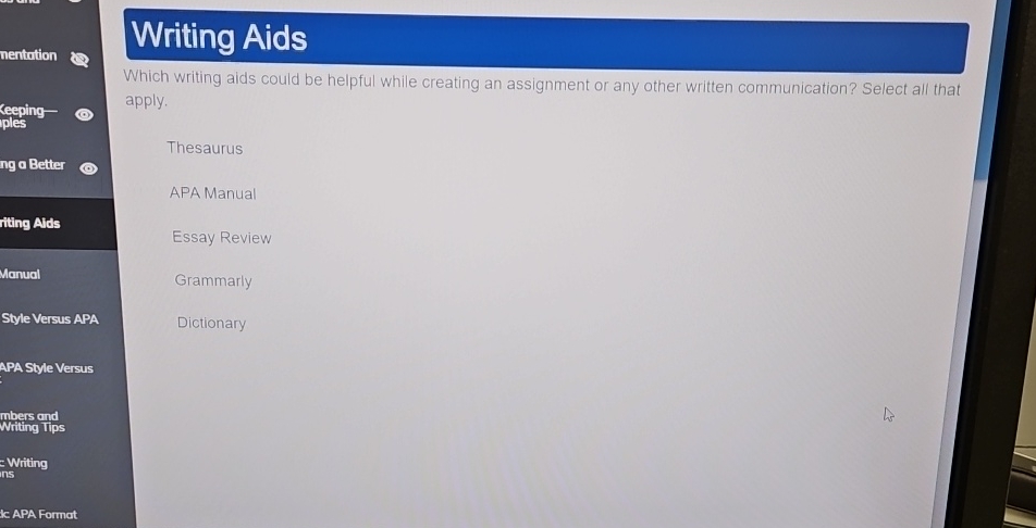 Solved Writing AidsWhich writing aids could be helpful while | Chegg.com