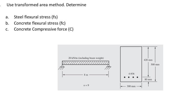Solved Use transformed area method. Determine a. Steel | Chegg.com