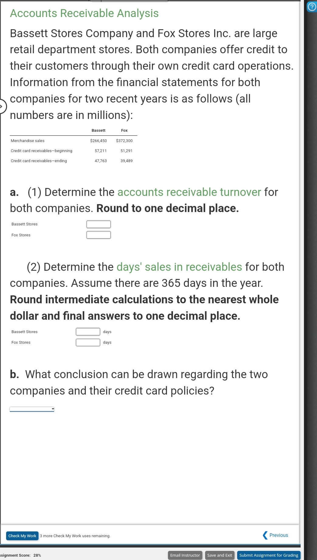 Solved Accounts Receivable AnalysisBassett Stores Company | Chegg.com