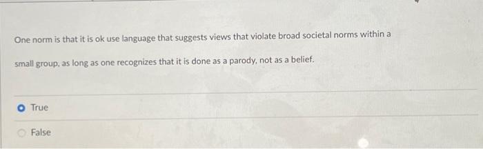 One norm is that it is ok use language that suggests | Chegg.com