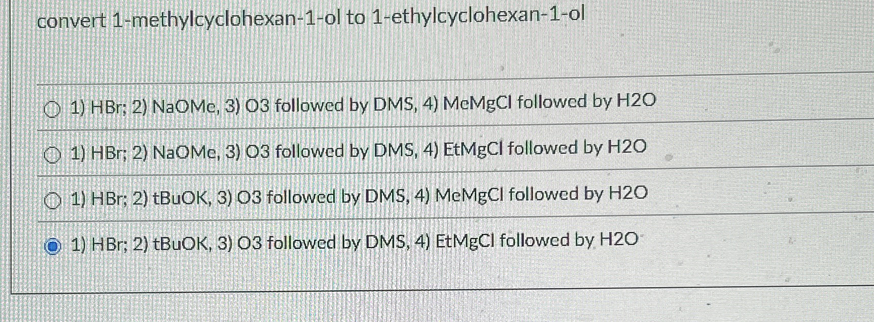 Solved convert 1-methylcyclohexan-1-ol to | Chegg.com