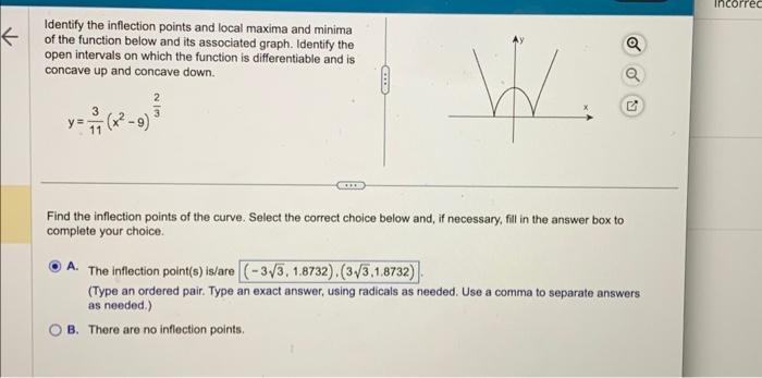 Solved Identify the inflection points and local maxima and | Chegg.com