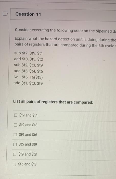 Solved D Question 11 6 pts Consider executing the following | Chegg.com