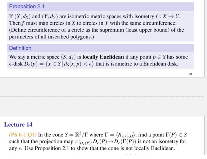 [Solved]: If (X,dX) and (Y,dY) are isometric metric spaces