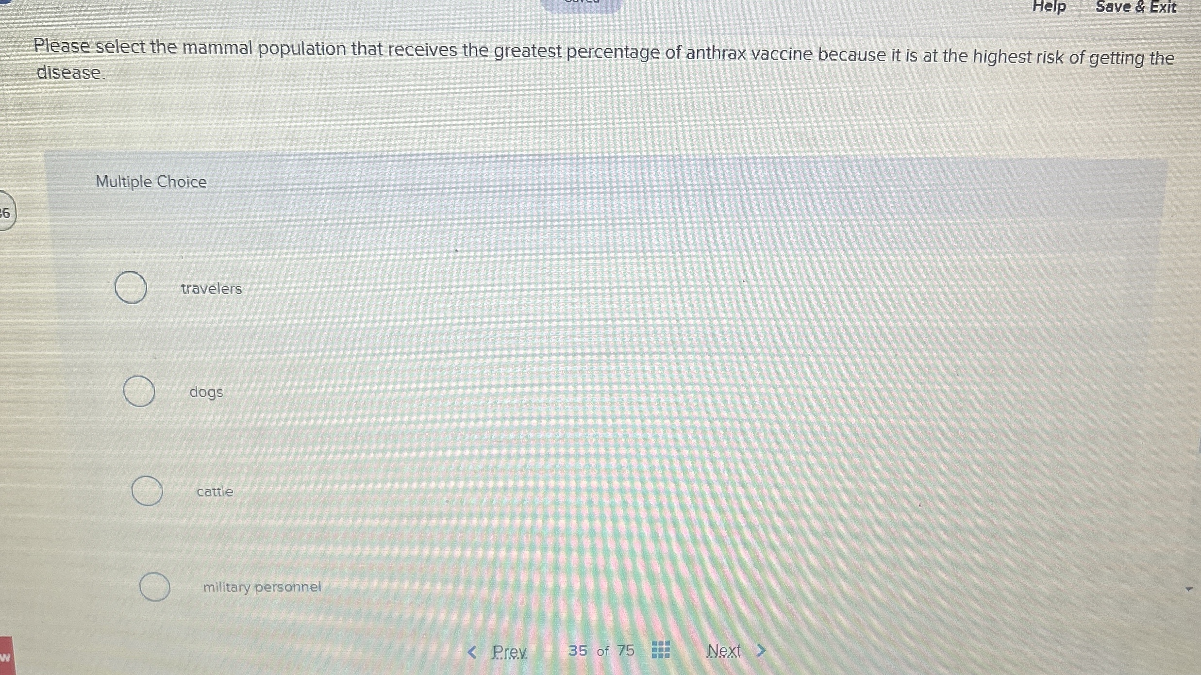 Solved HelpSave & ExitPlease select the mammal population | Chegg.com