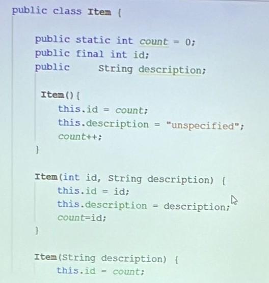Solved Public Class Item Public Static Int Count 0 4388