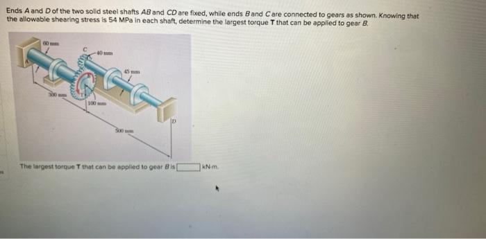 Solved Ends A and D of the two solid steel shafts AB and CD | Chegg.com