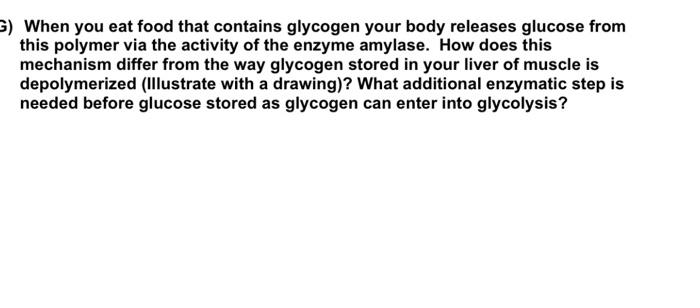 Solved When you eat food that contains glycogen your body | Chegg.com