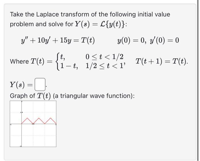 Solved Take the Laplace transform of the following initial | Chegg.com