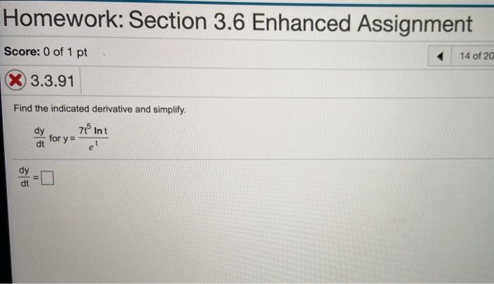 Solved Homework Section 3 6 Enhanced Assignment Score 0 Of
