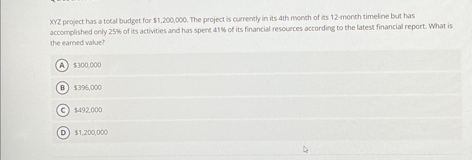 Solved XYZ project has a total budget for $1,200,000. ﻿The | Chegg.com