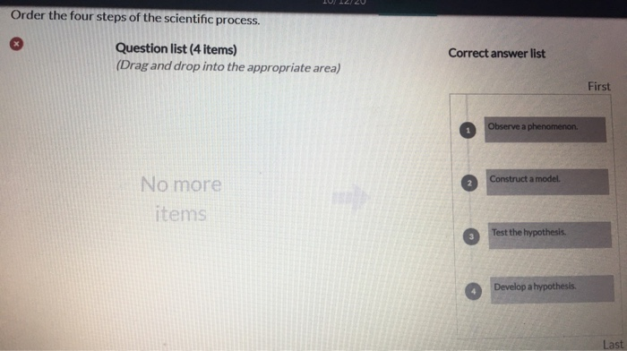 Solved Order the four steps of the scientific process. | Chegg.com