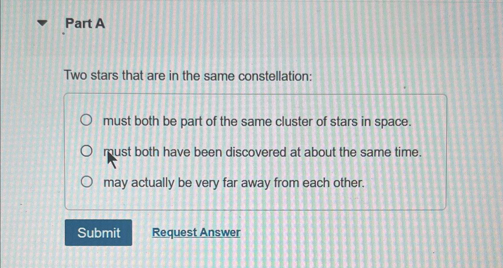 Solved Part ATwo stars that are in the same | Chegg.com