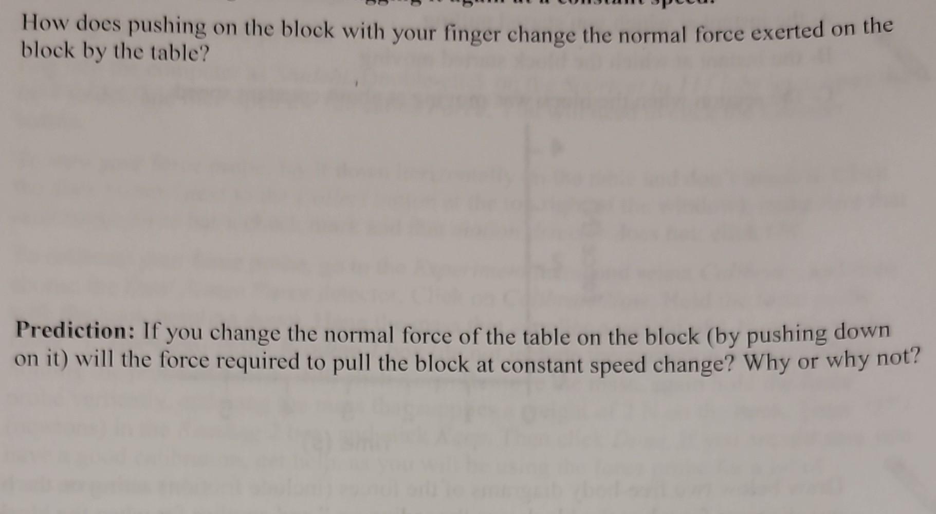 Solved How does pushing on the block with your finger change | Chegg.com