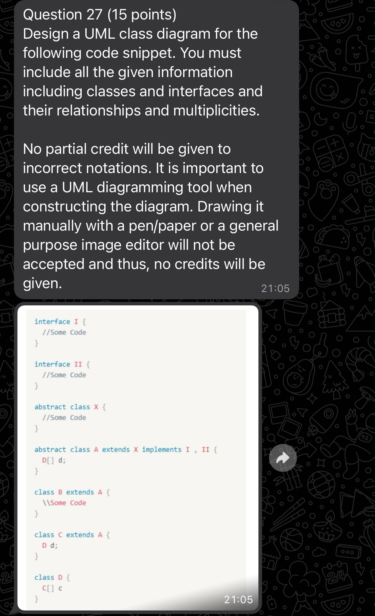 Solved Question 27 (15 ﻿points)Design a UML class diagram | Chegg.com