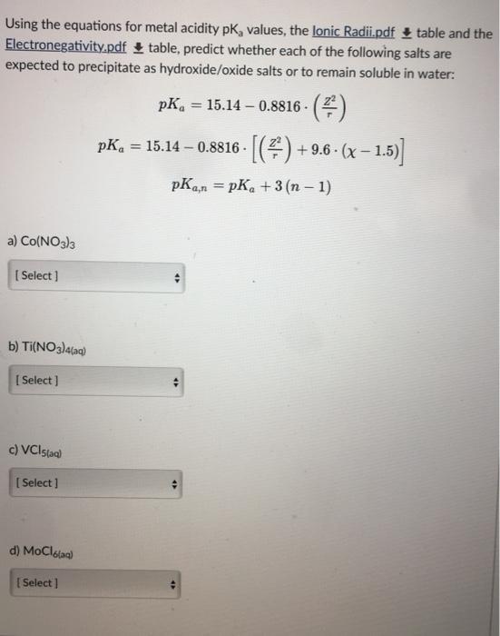 Solved Predict whether each of the following salts are | Chegg.com
