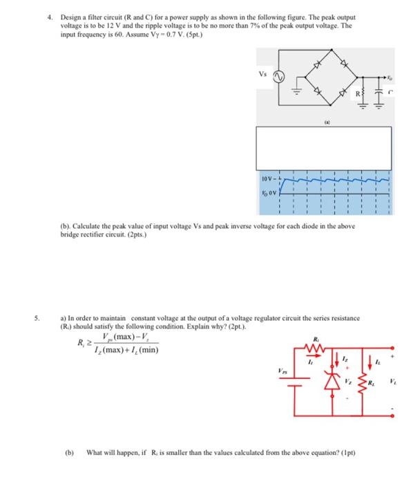 Solved 4. Design a filter circuit (R and C) for a power | Chegg.com