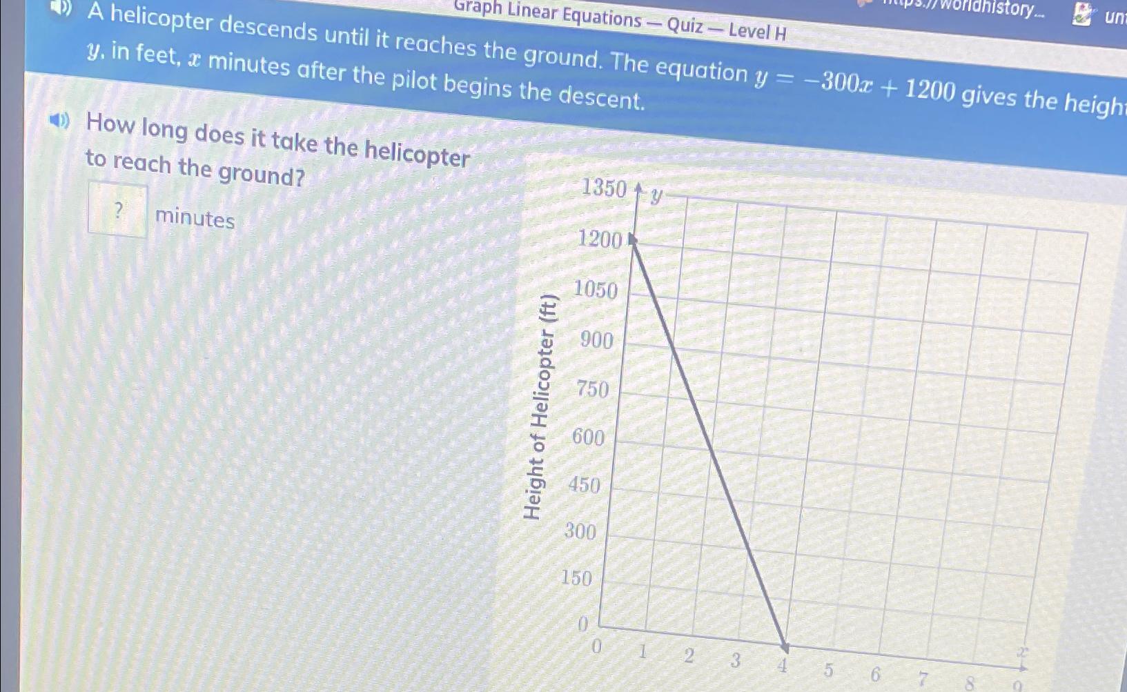 Solved A helicopter descends untiy. ﻿in feet, x ﻿minutes | Chegg.com